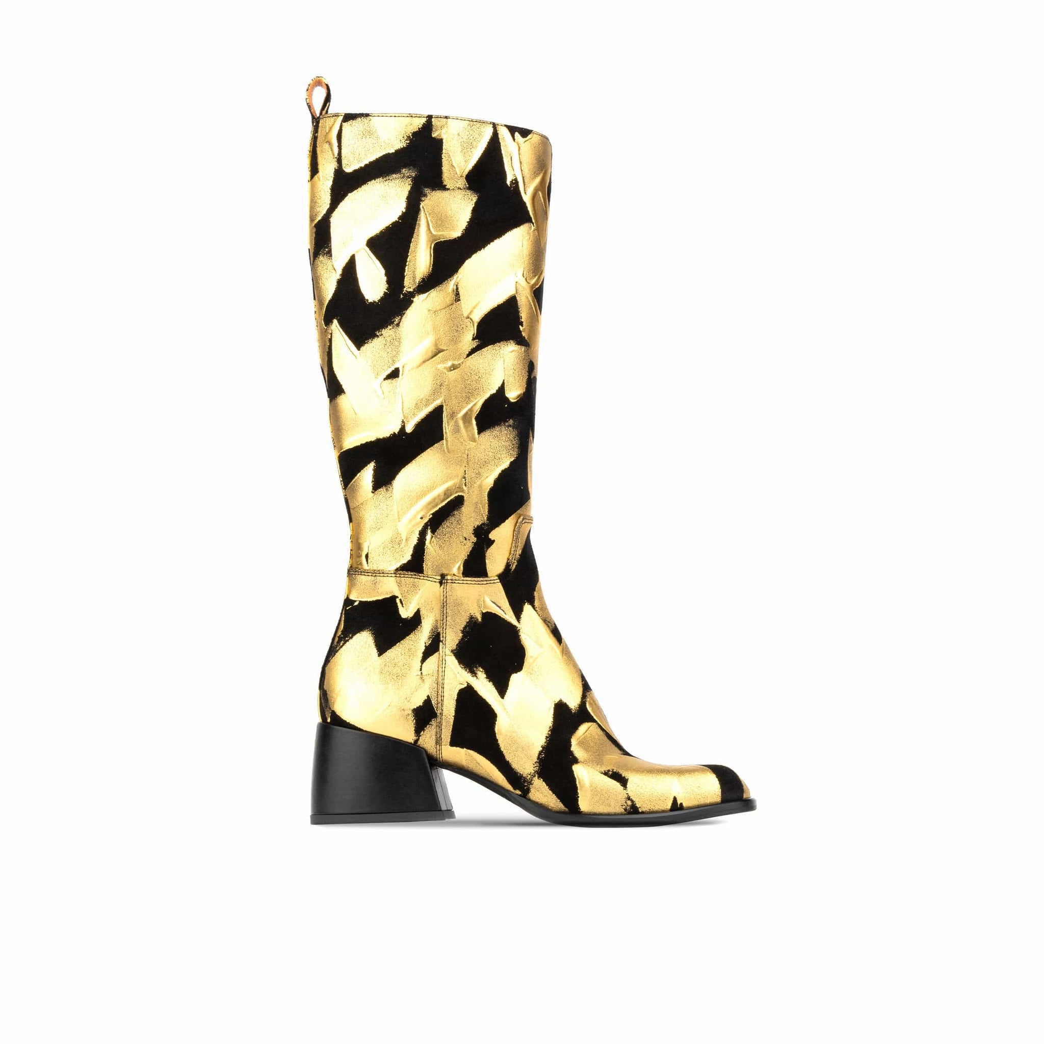 Embassy London Women's Gogo Square-Toe Knee-High Boot in Gold & Black ...