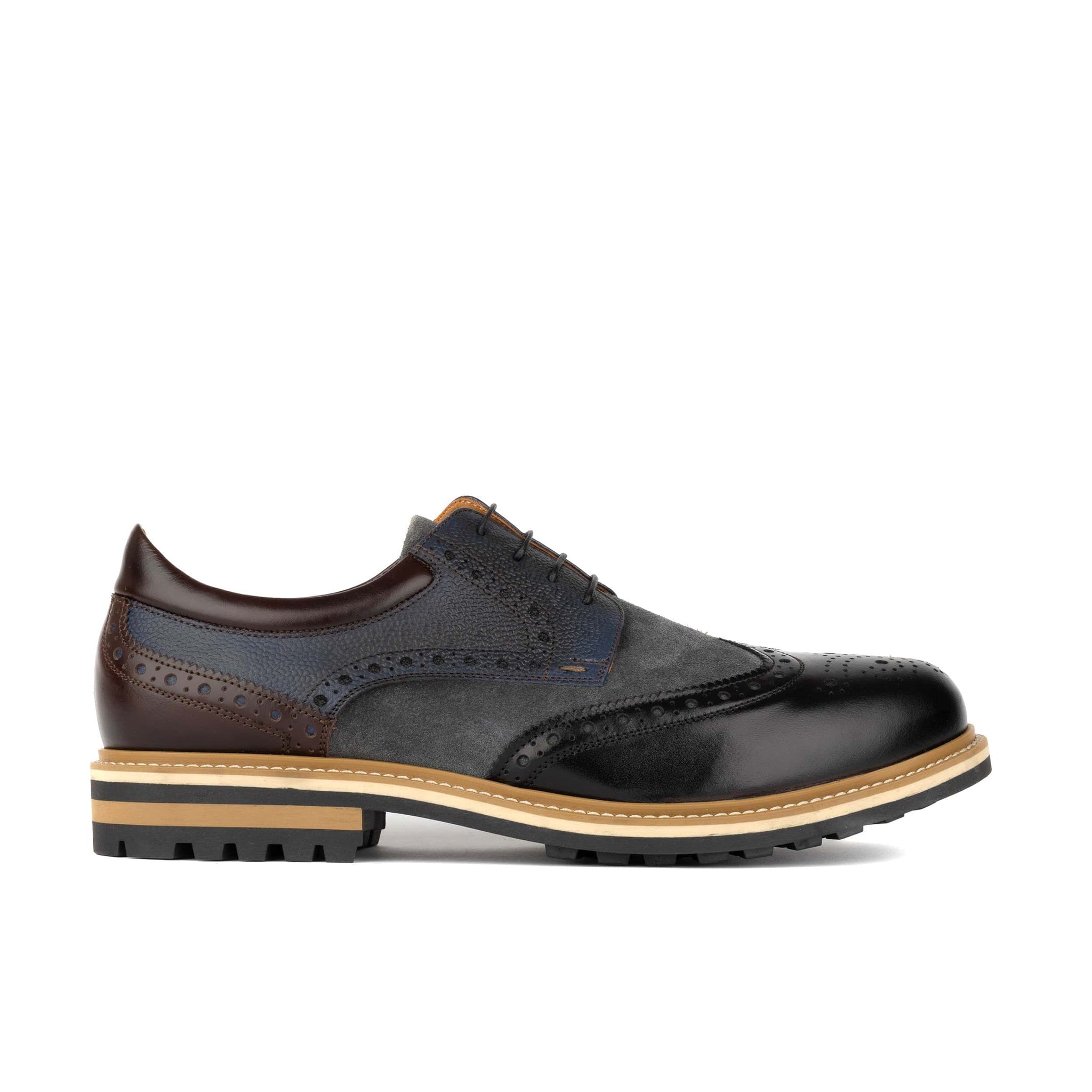 Embassy London Men's Ashford Tri-Tone Lace-Up Shoe in Leather & Suede