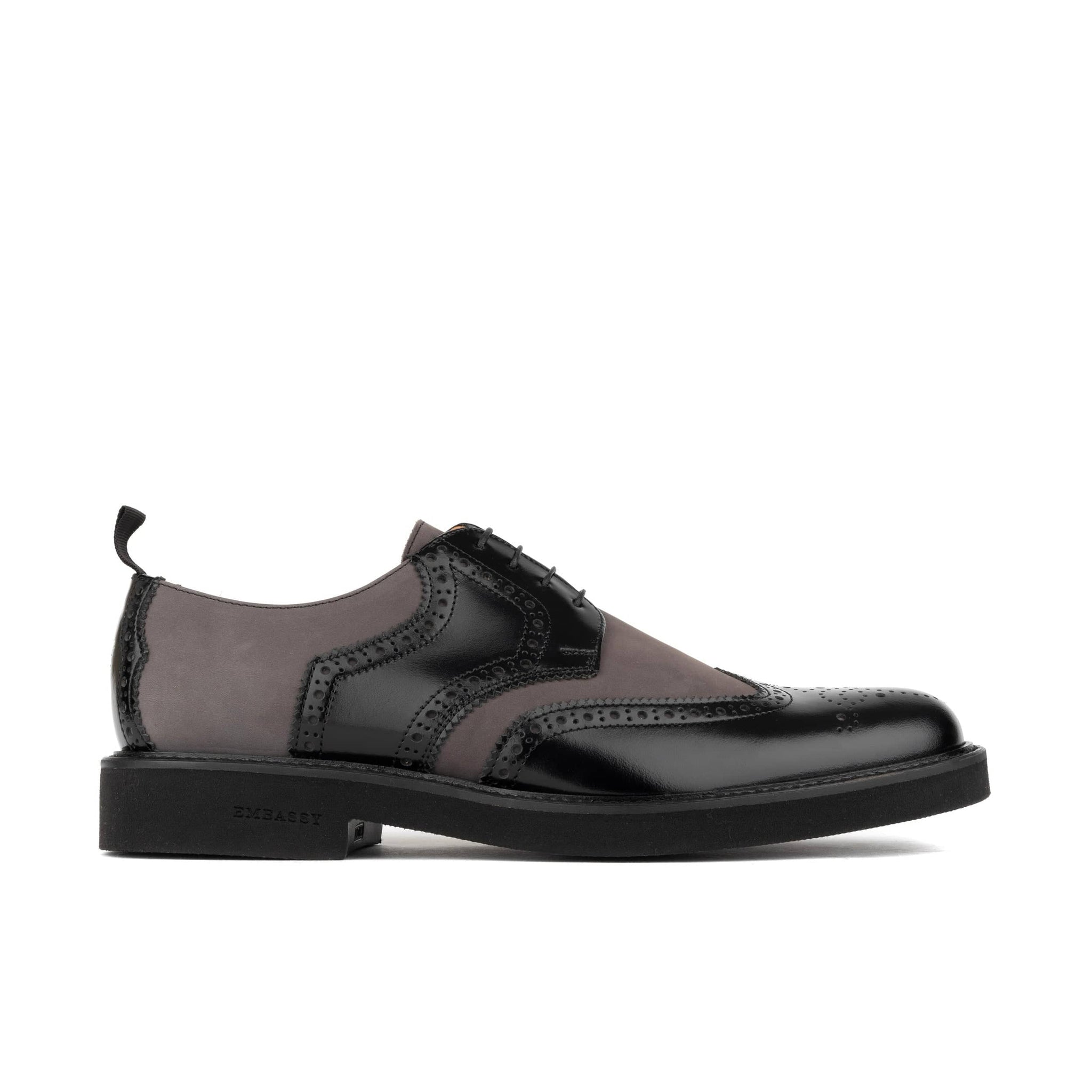 Embassy London Men's The Nightfall Brogue Shoe in Grey Suede & Black ...
