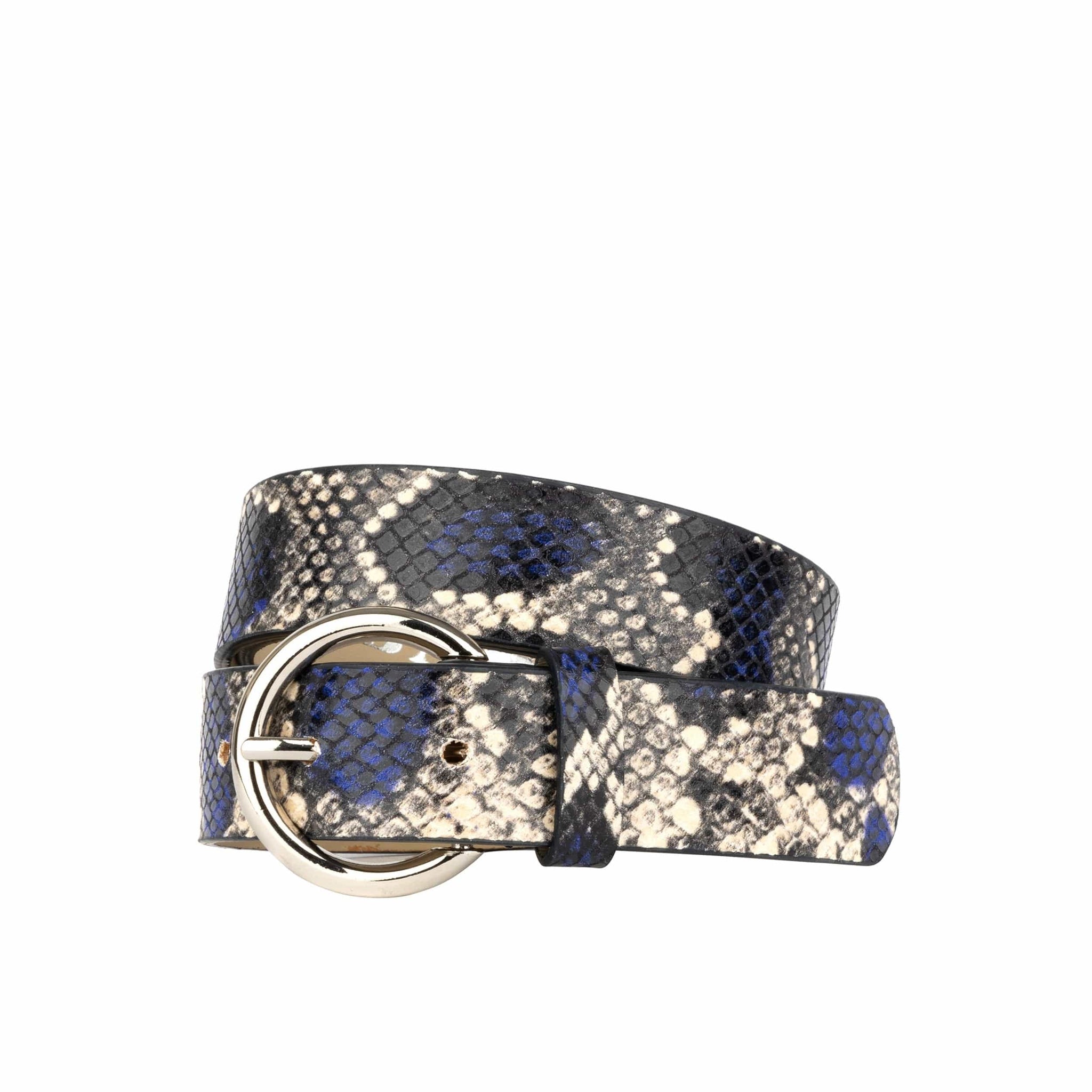 Embassy London Women’s Emma Italian Leather Belt in Blue Snake Leather